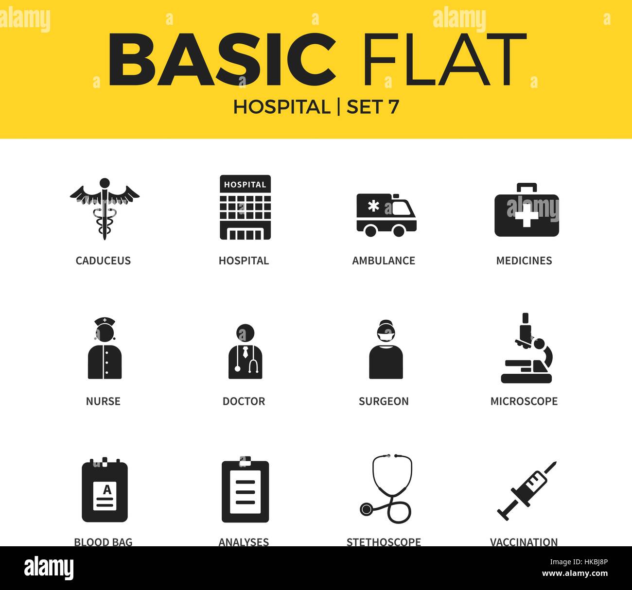 Basic set of Hospital icons Stock Vector Image & Art - Alamy