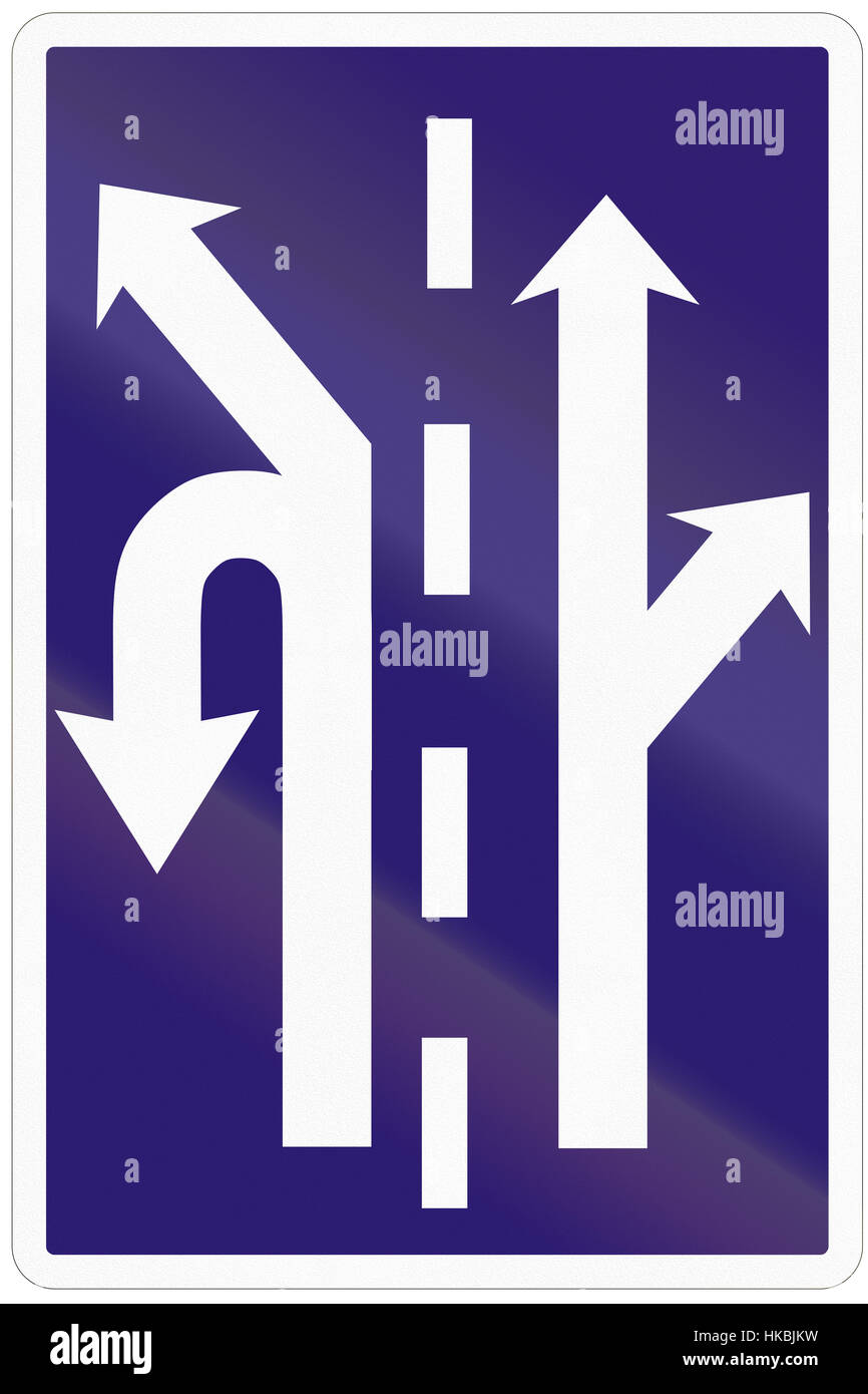 Road sign used in Slovakia - Use of the lanes in an intersection Stock ...