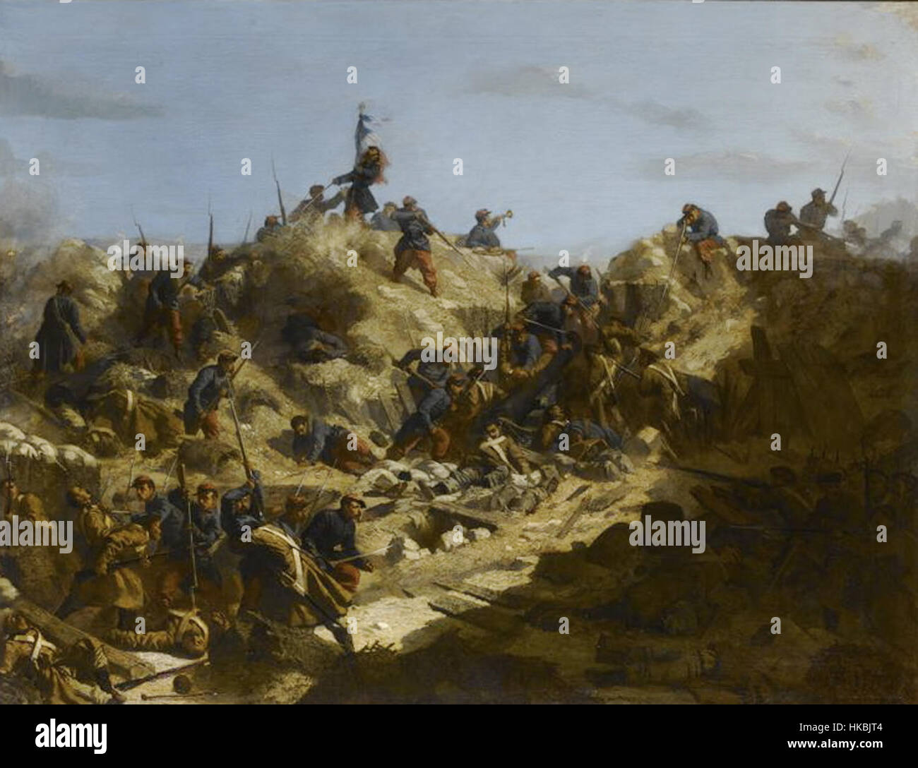 A historical painting depicting the Siege of Sevastopol during the ...