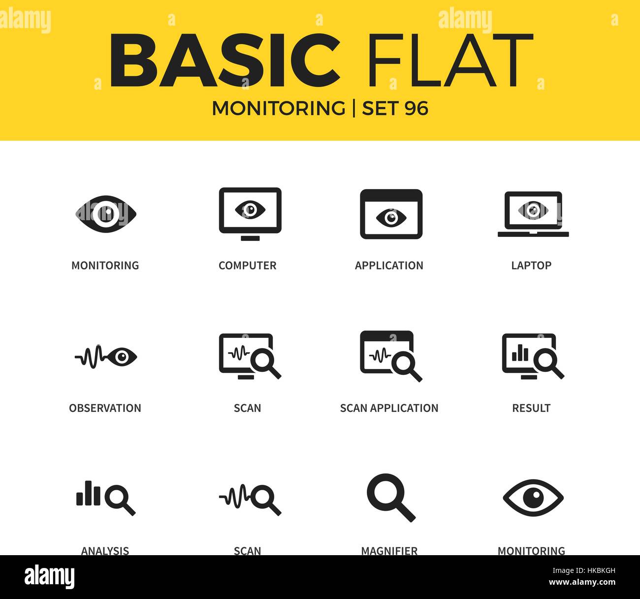 Basic set of Monitoring icons Stock Vector Image & Art - Alamy