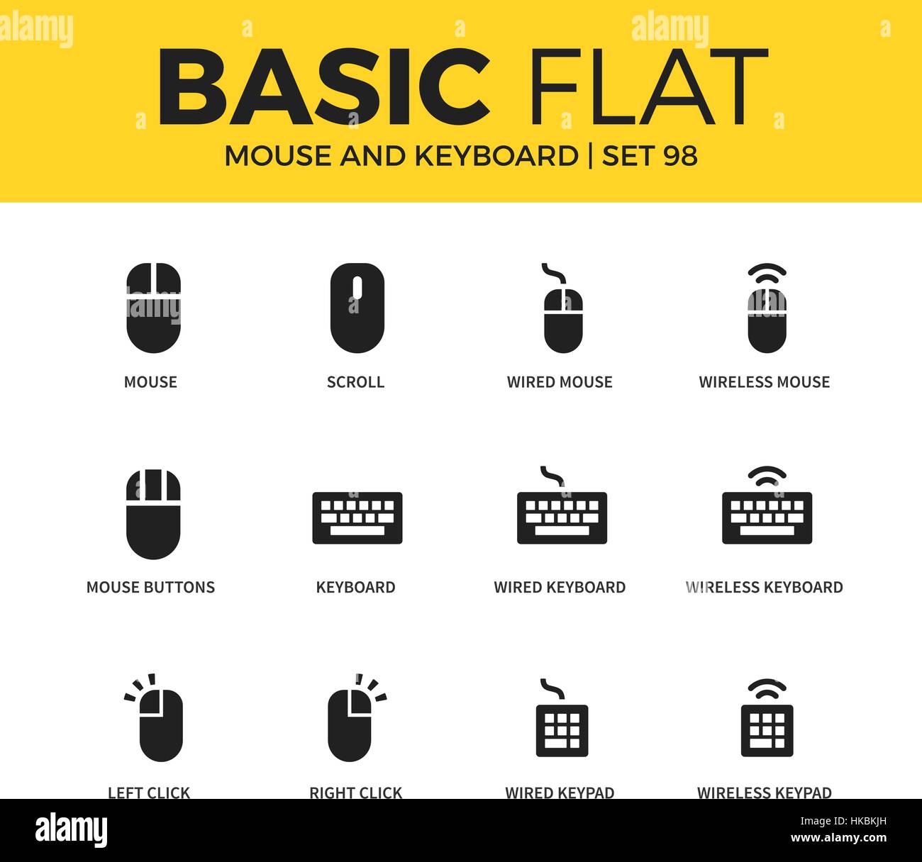 Basic Set Of Mouse And Keyboard Icons Stock Vector Image And Art Alamy