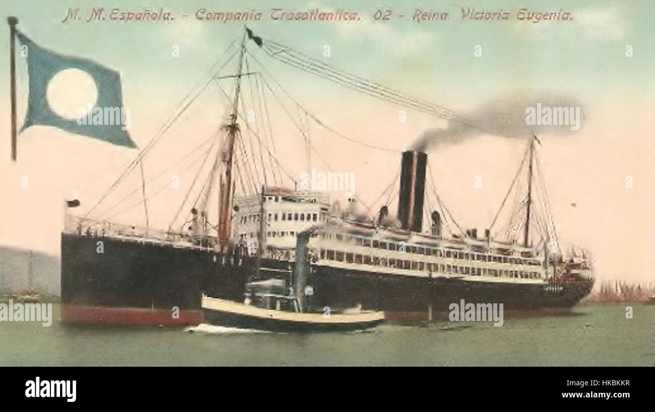 The painting of the Vapor Reina Victoria Eugenia showcases a historical ...