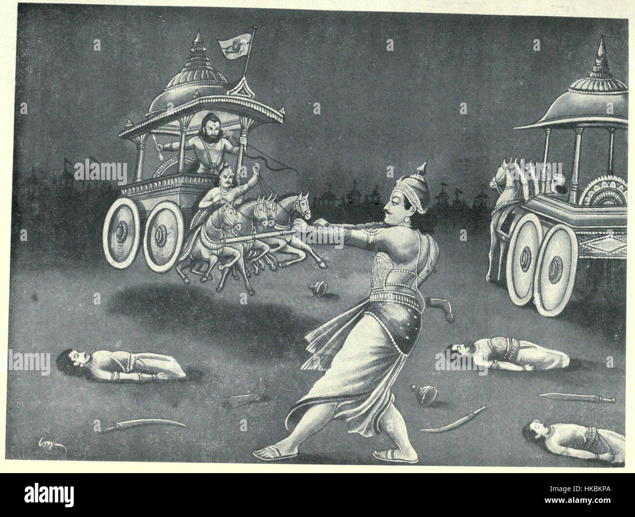This dynamic artwork depicts the legendary battle between Bhima and ...