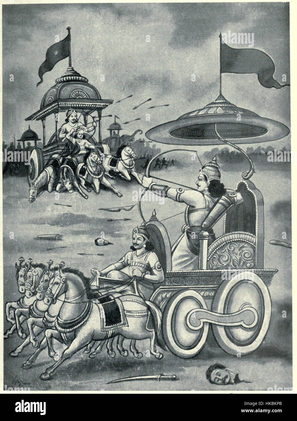 This artwork depicts the legendary battle between Bhima and Karna from ...