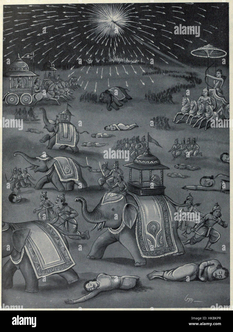 This artwork illustrates the legendary figure Ashwatthama using the ...