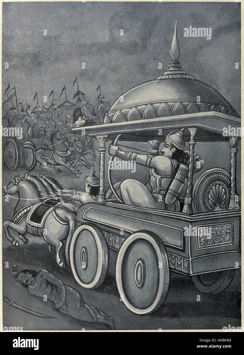 This artwork depicts the moment from the Mahabharata where Bhima kills ...