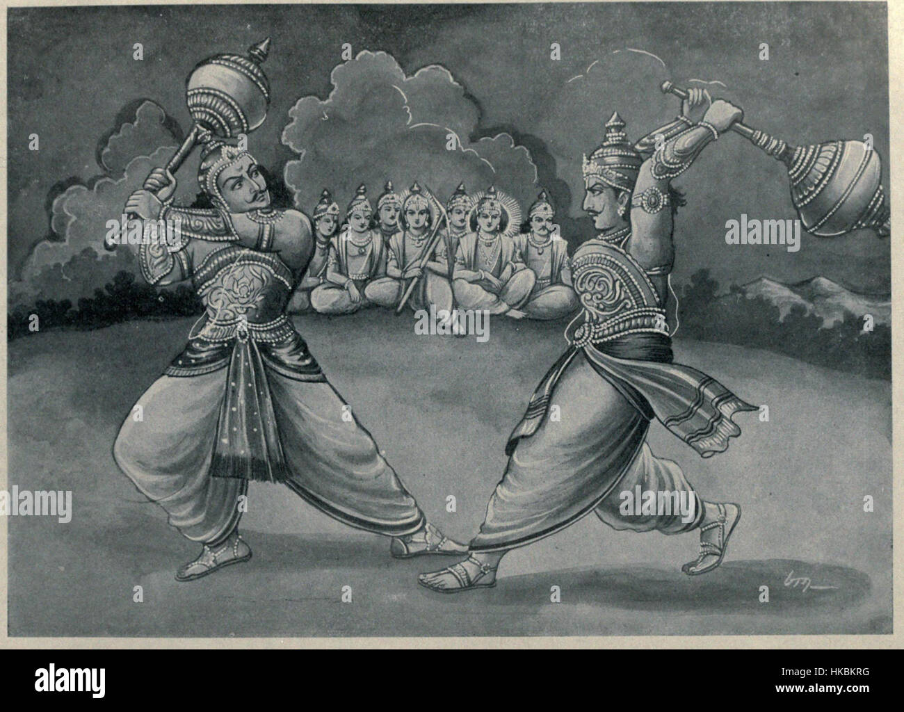 This artwork depicts the fierce duel between Duryodhana and Bhima from ...