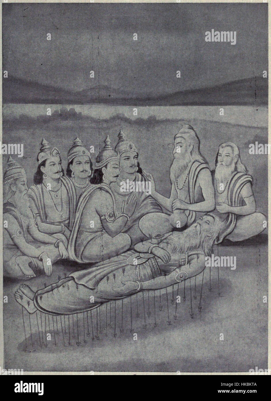 This artwork depicts Brihaspati, the wise Hindu sage, preaching to ...