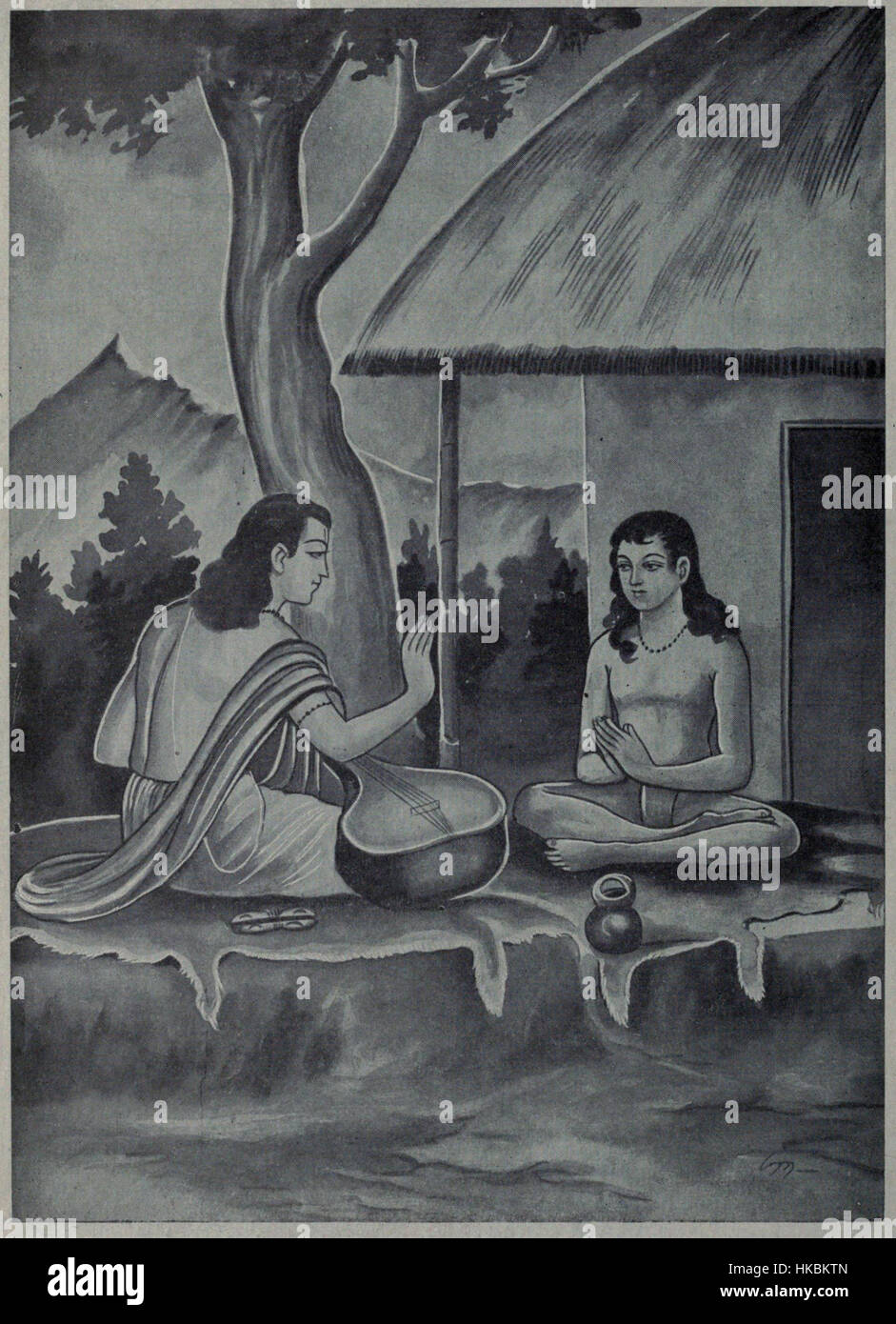 This painting depicts the scene from Hindu mythology where the sage ...