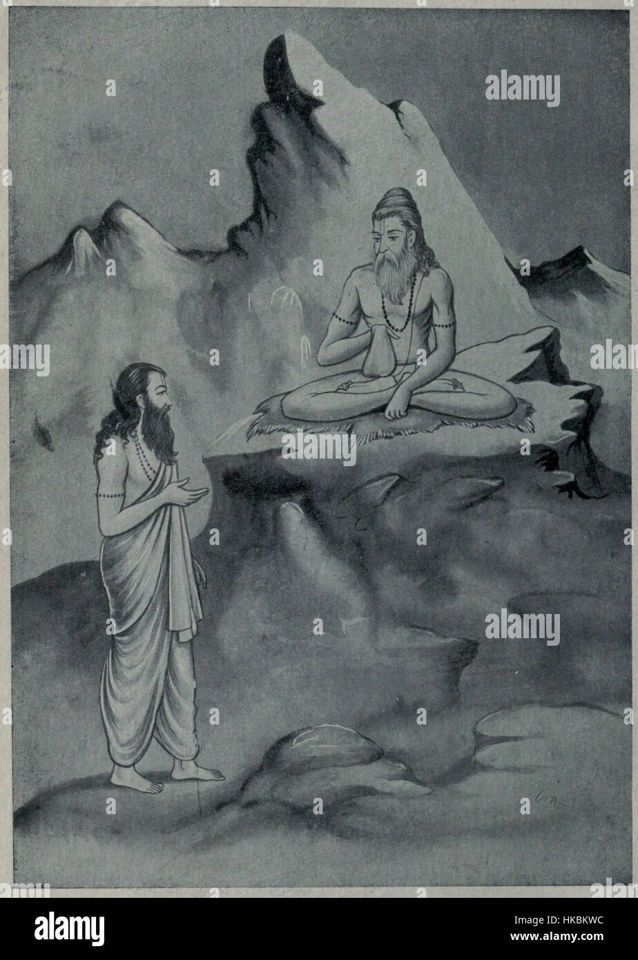 This artwork depicts the two revered sages from Hindu mythology, Bhrigu ...