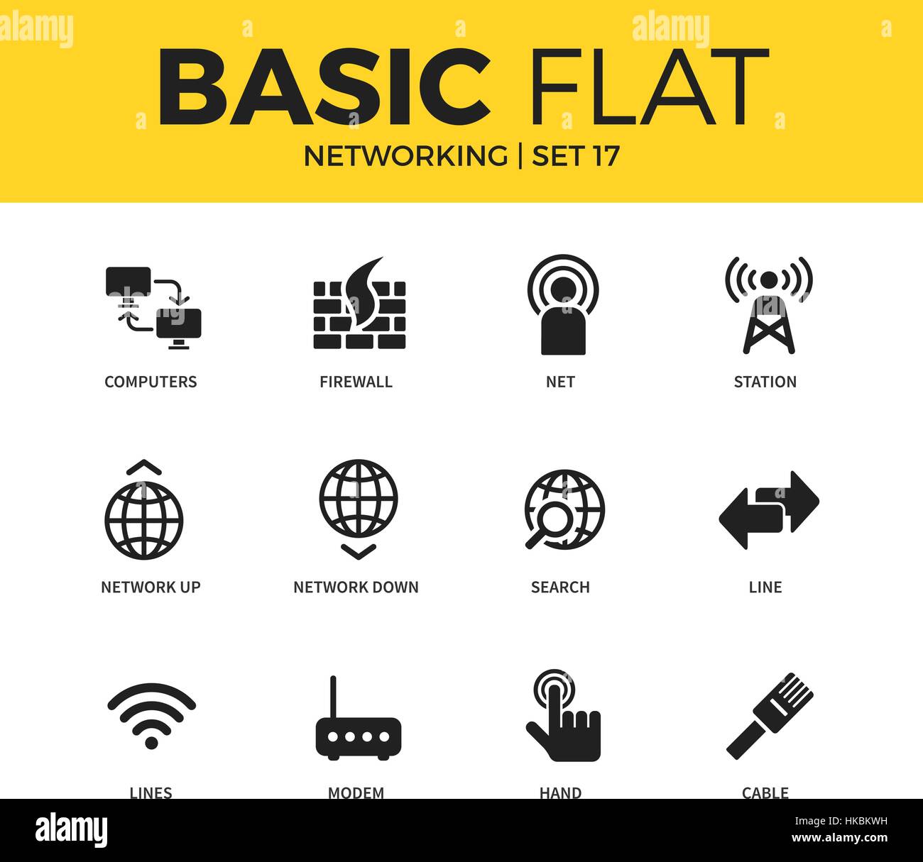 Basic set of Networking icons Stock Vector Image & Art - Alamy