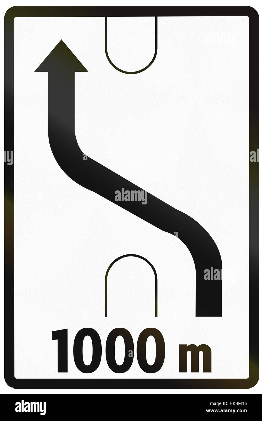 Road sign used in Slovakia - Lane crossover Stock Photo - Alamy