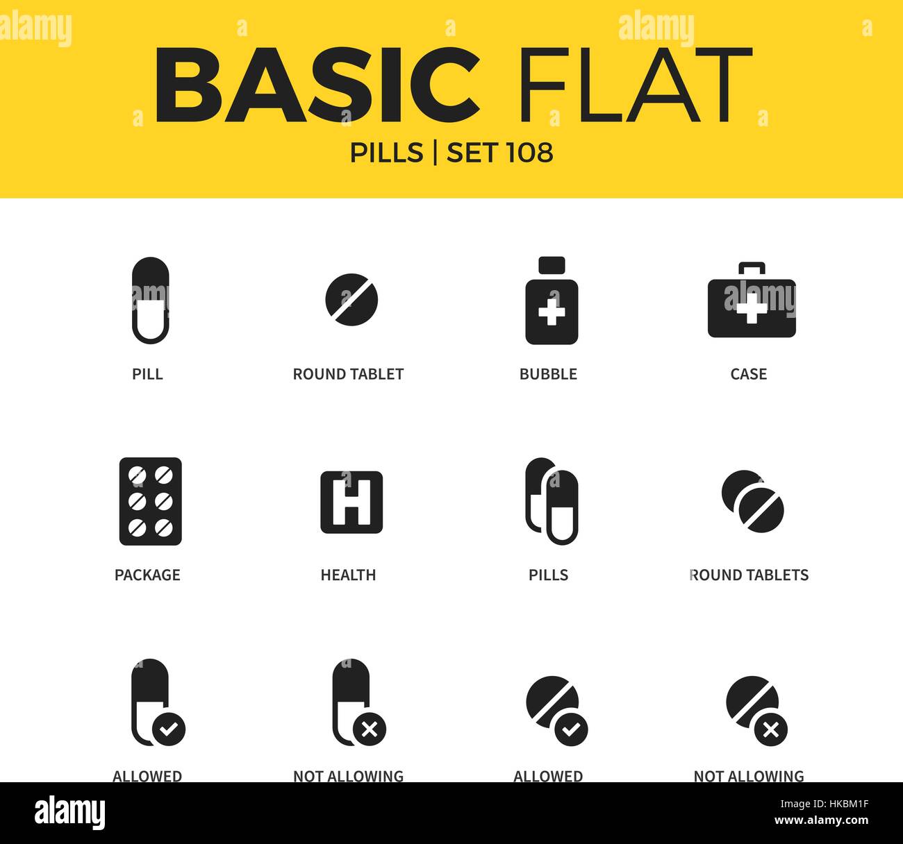Basic set of pills icons Stock Vector Image & Art - Alamy