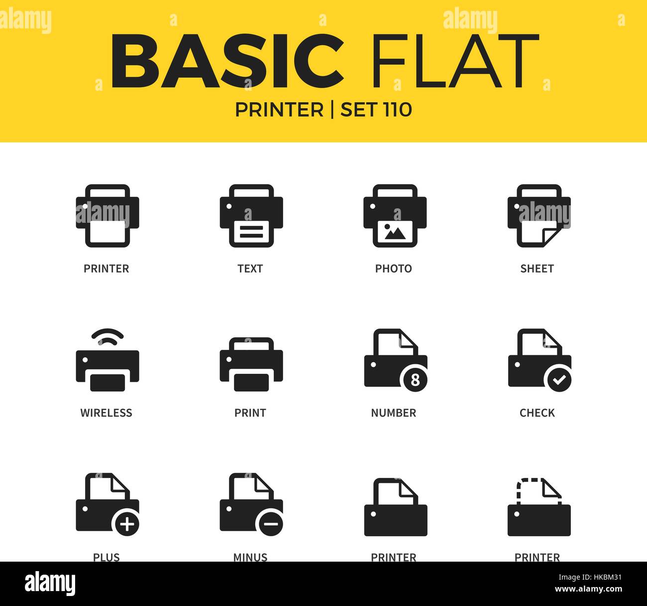 Basic set of Printer icons Stock Vector Image & Art - Alamy