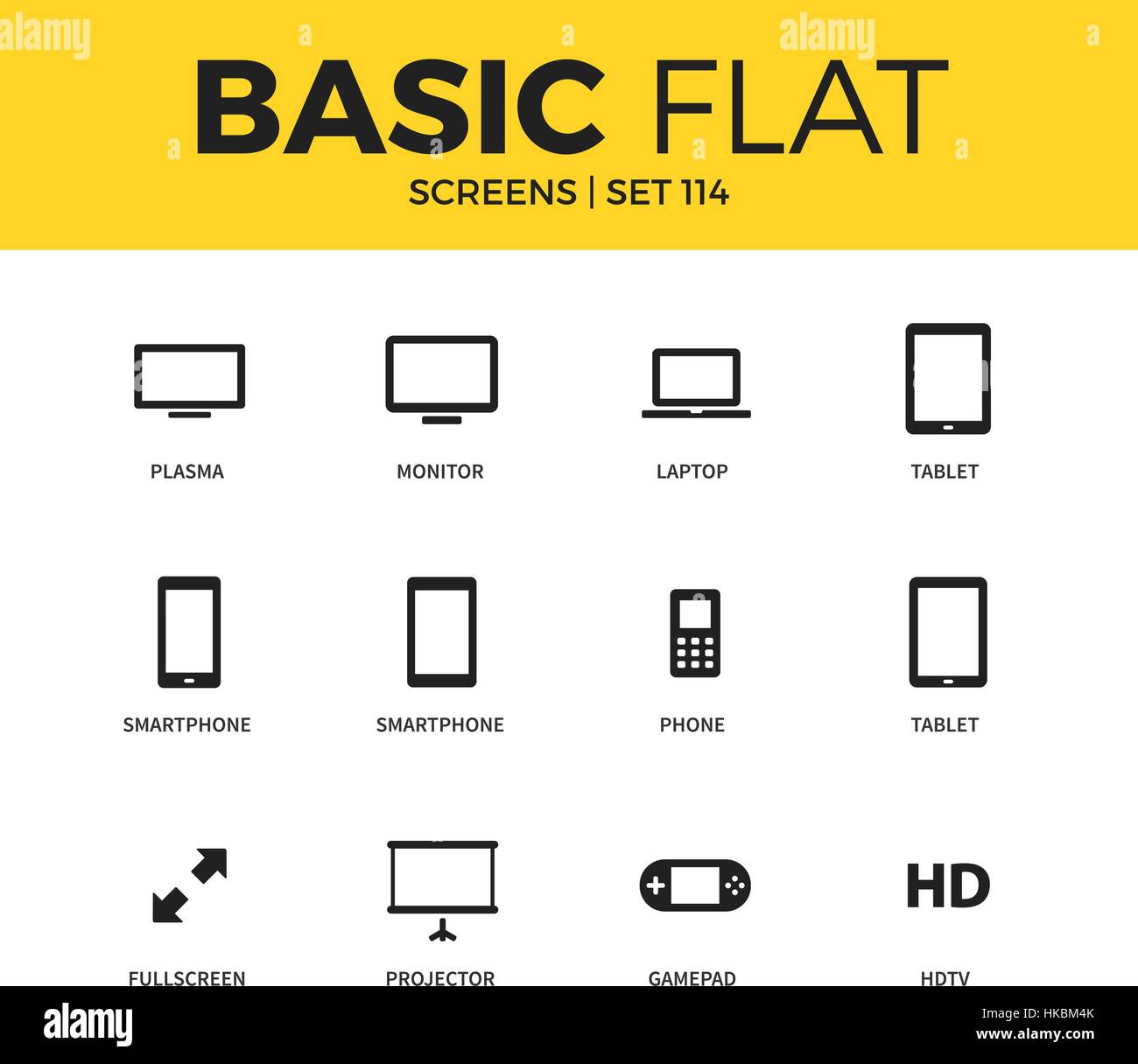 Basic set of Device screen icons Stock Vector Image & Art - Alamy