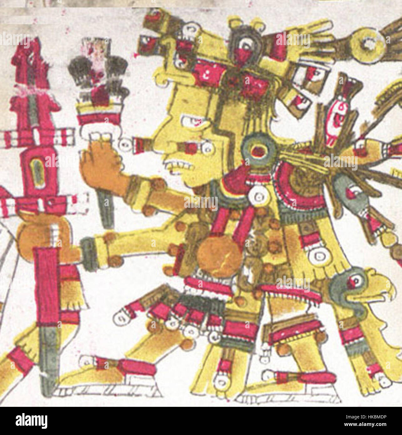 This artwork depicts Huitzilopochtli, the Aztec god of the sun and war ...