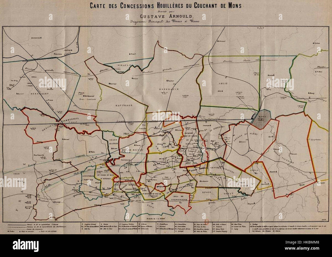The 'CCB carte des concessions du couchant de Mons' is a historical map ...