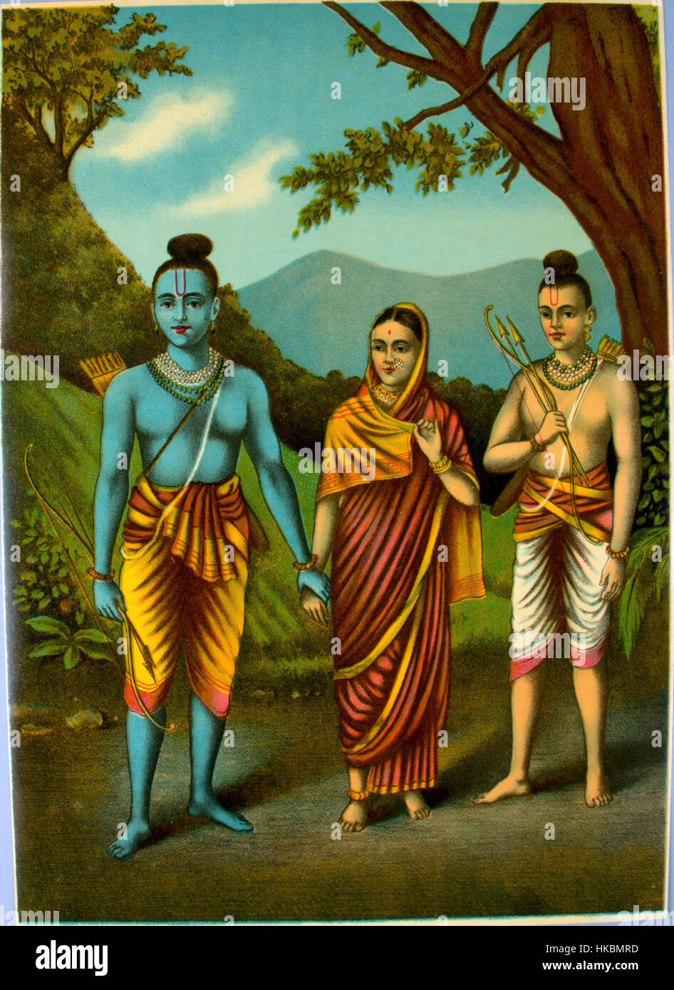This artwork illustrates the revered figures from the Hindu epic ...