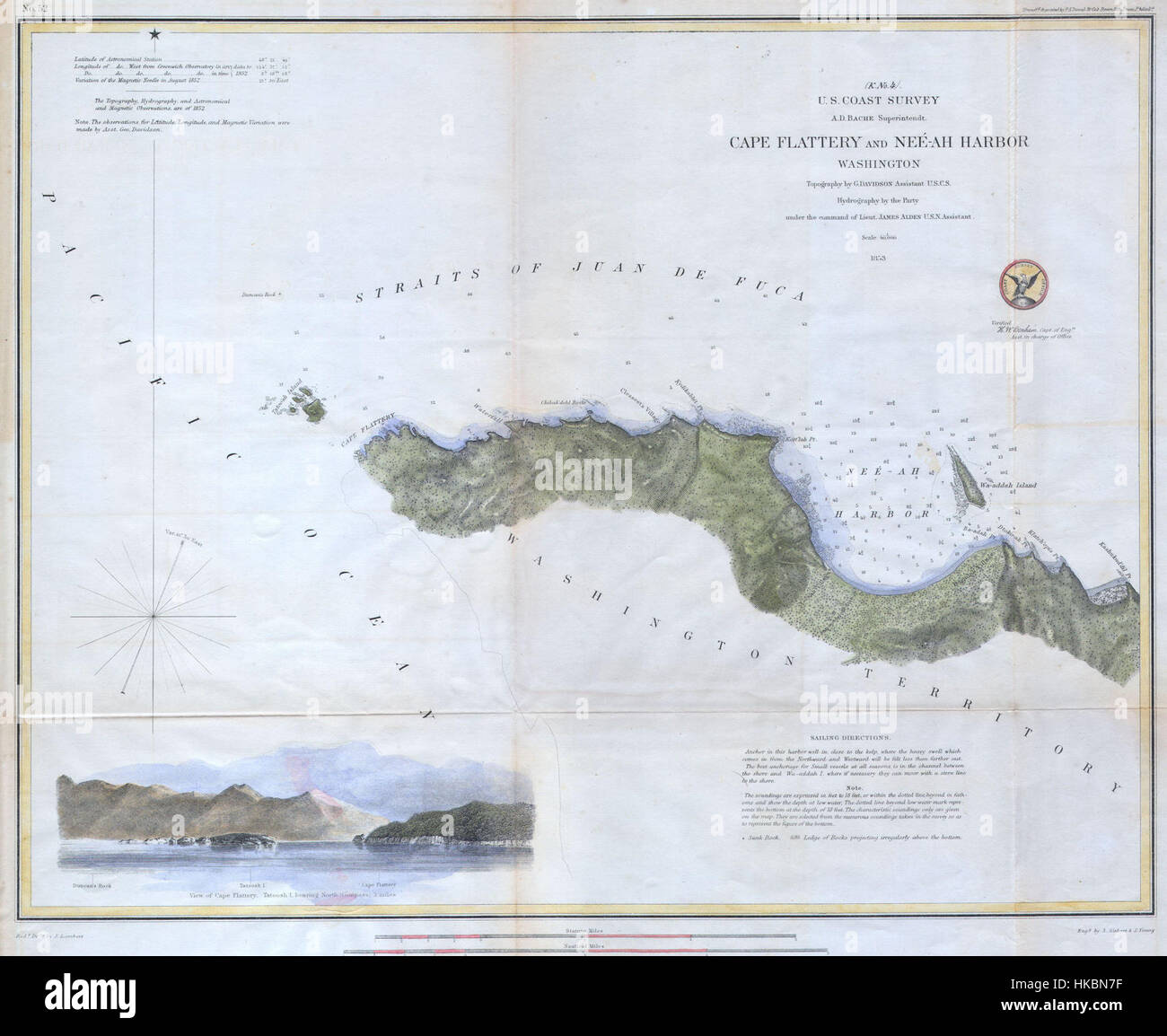 This 1853 U.S. Coast Survey chart of Cape Flattery and Nee AH Harbor in ...