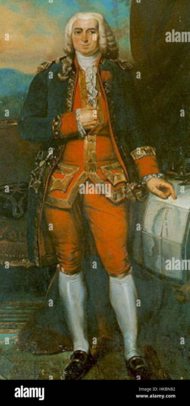 This painting depicts the famous French naval officer Mahé de la ...