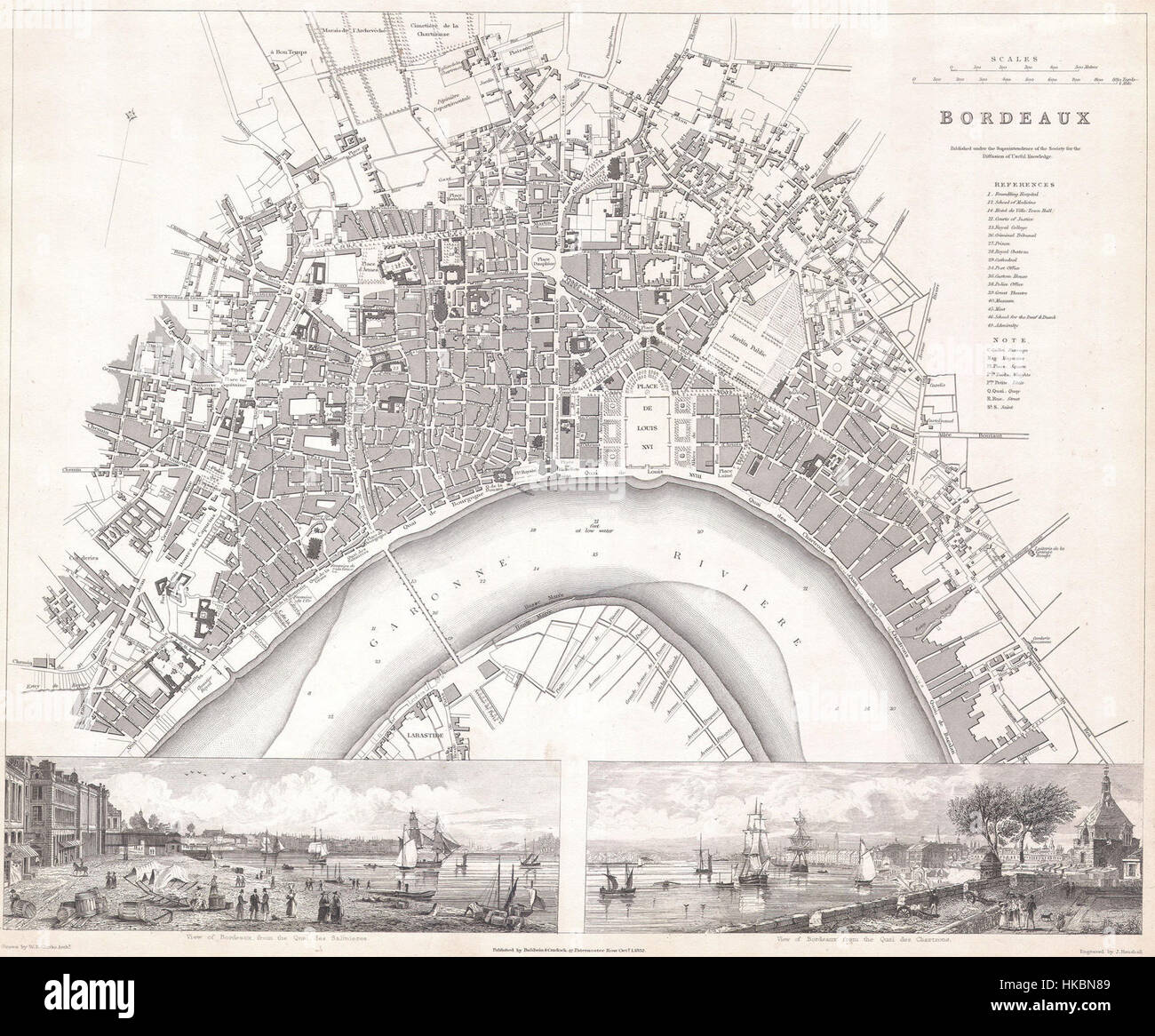 This 1832 map of Bordeaux, France, from the SDUK collection, offers a ...