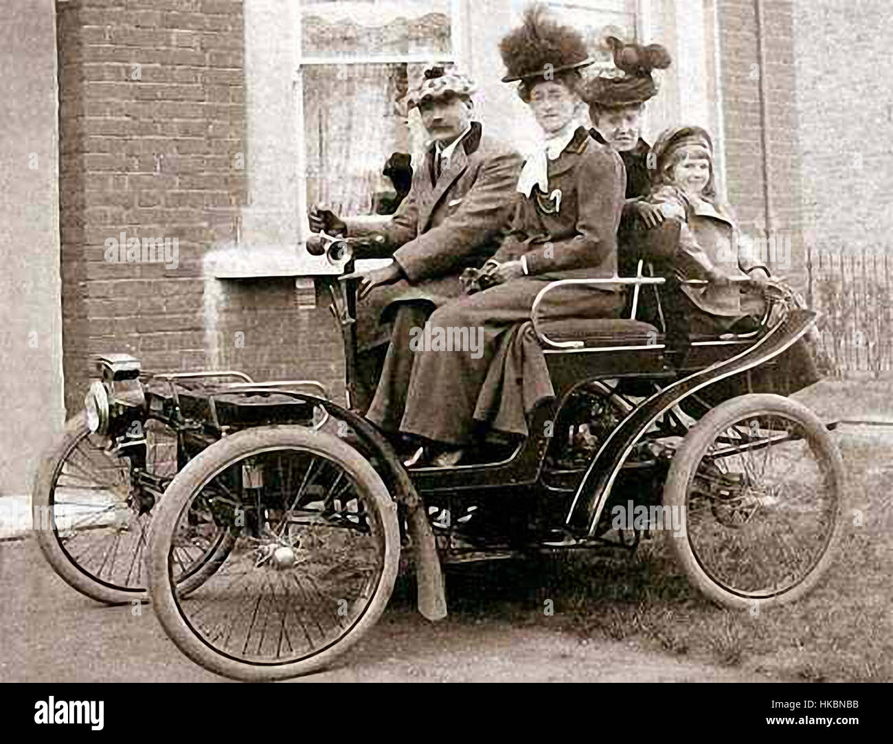 A painting depicting the 1898 Decauville Voiturette, an early French ...