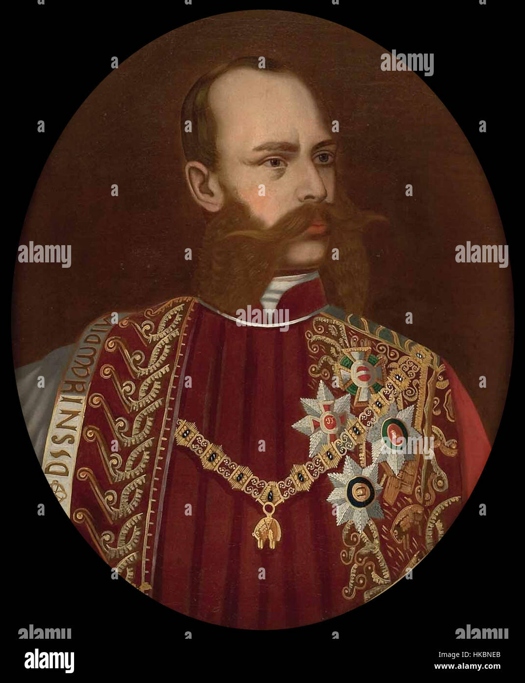 This painting of Kaiser Franz Josef I, Emperor of Austria, depicts him ...