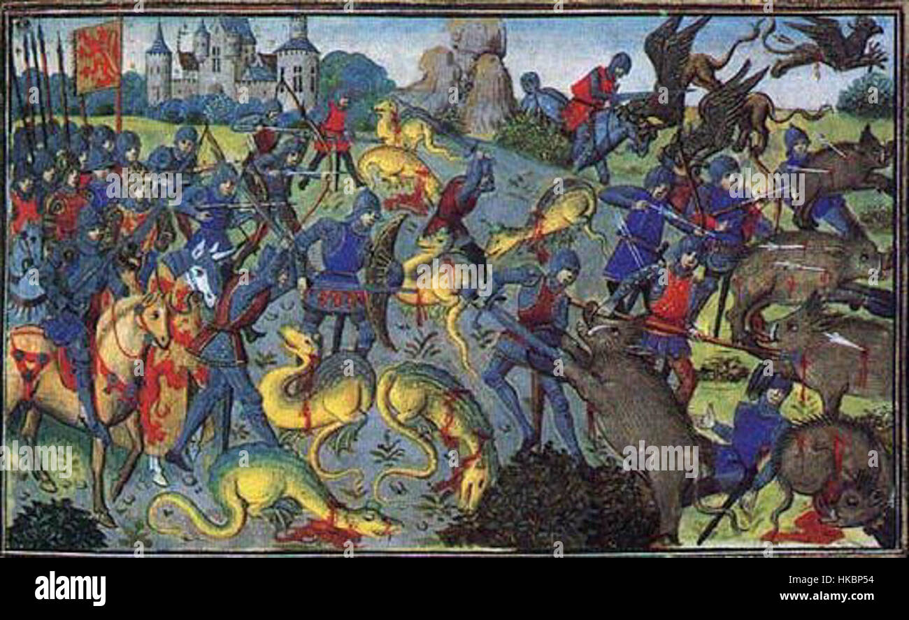 This artwork depicts the legendary battle between Alexander the Great ...