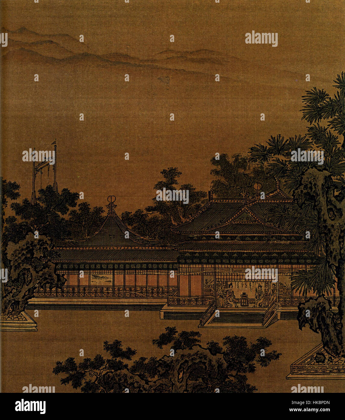 An anonymous artwork depicting a person burning incense in a secluded ...