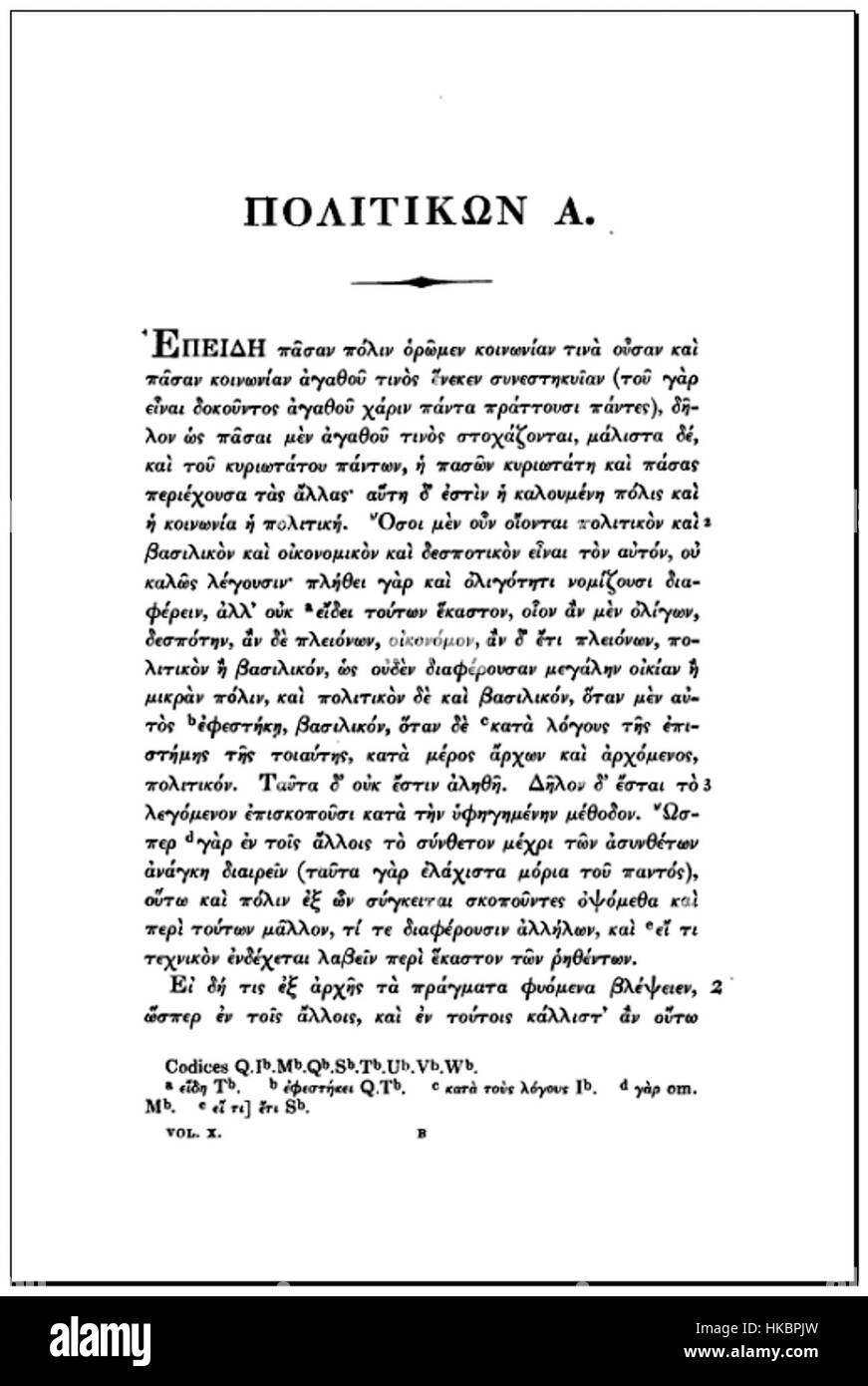 This is the first page of Aristotle's *Politica*, a foundational text ...