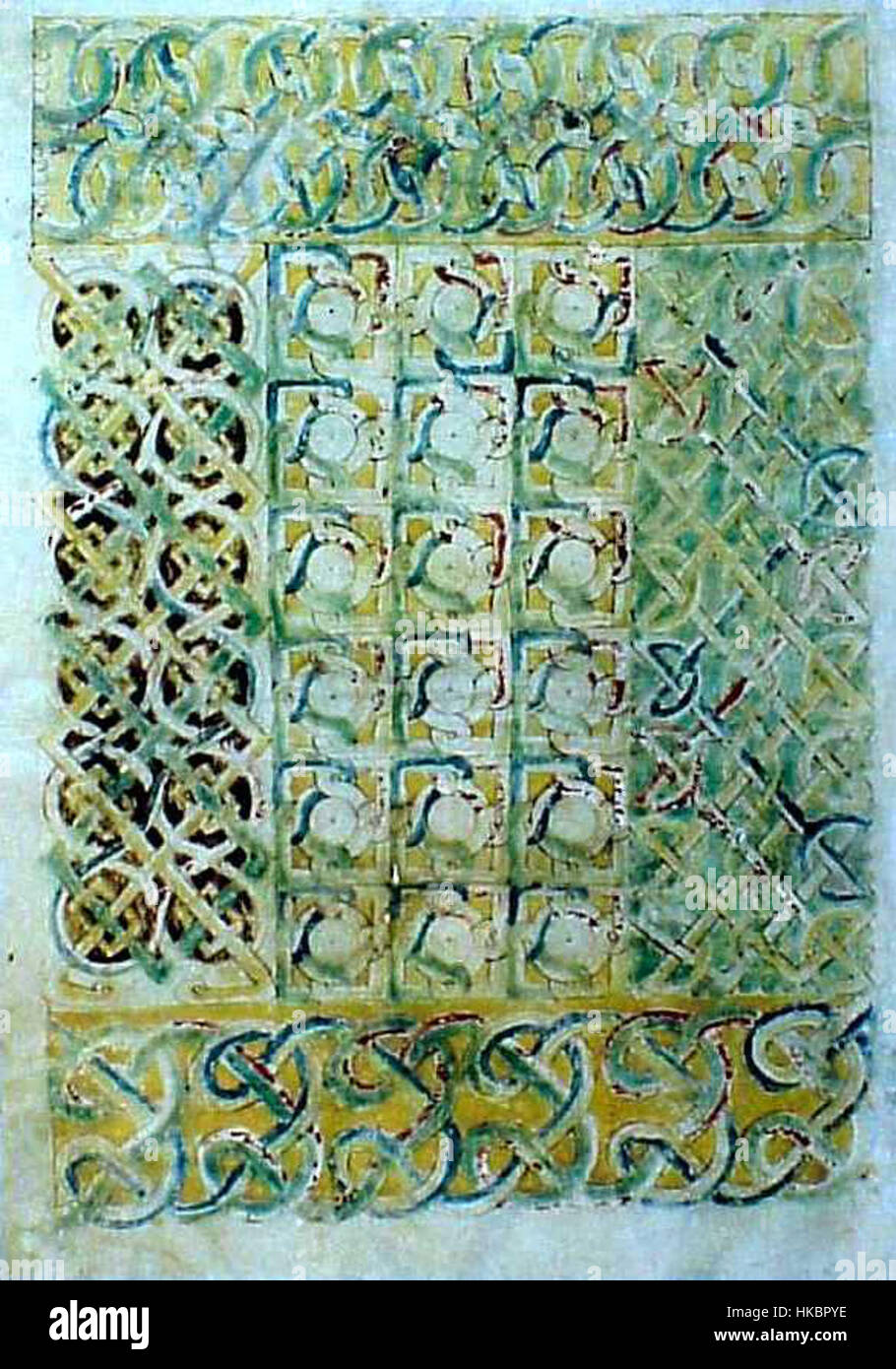 This image features a historical carpet page from a manuscript ...