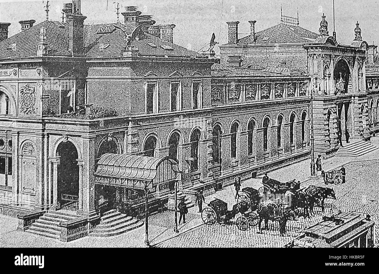 This oil painting captures the Bonn railway station in 1900, showcasing ...