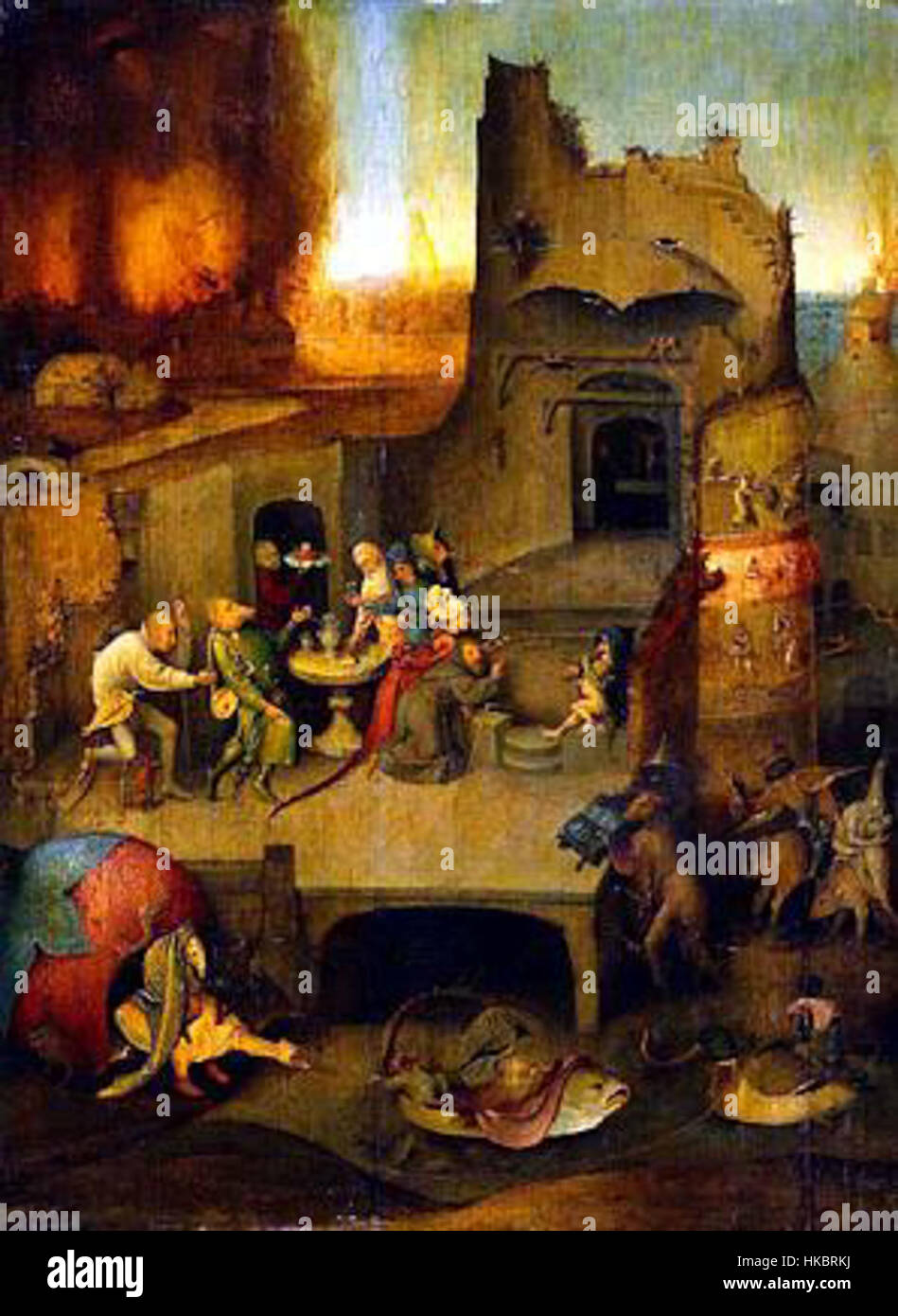 This painting, attributed to a copyist of Hieronymus Bosch, depicts the ...
