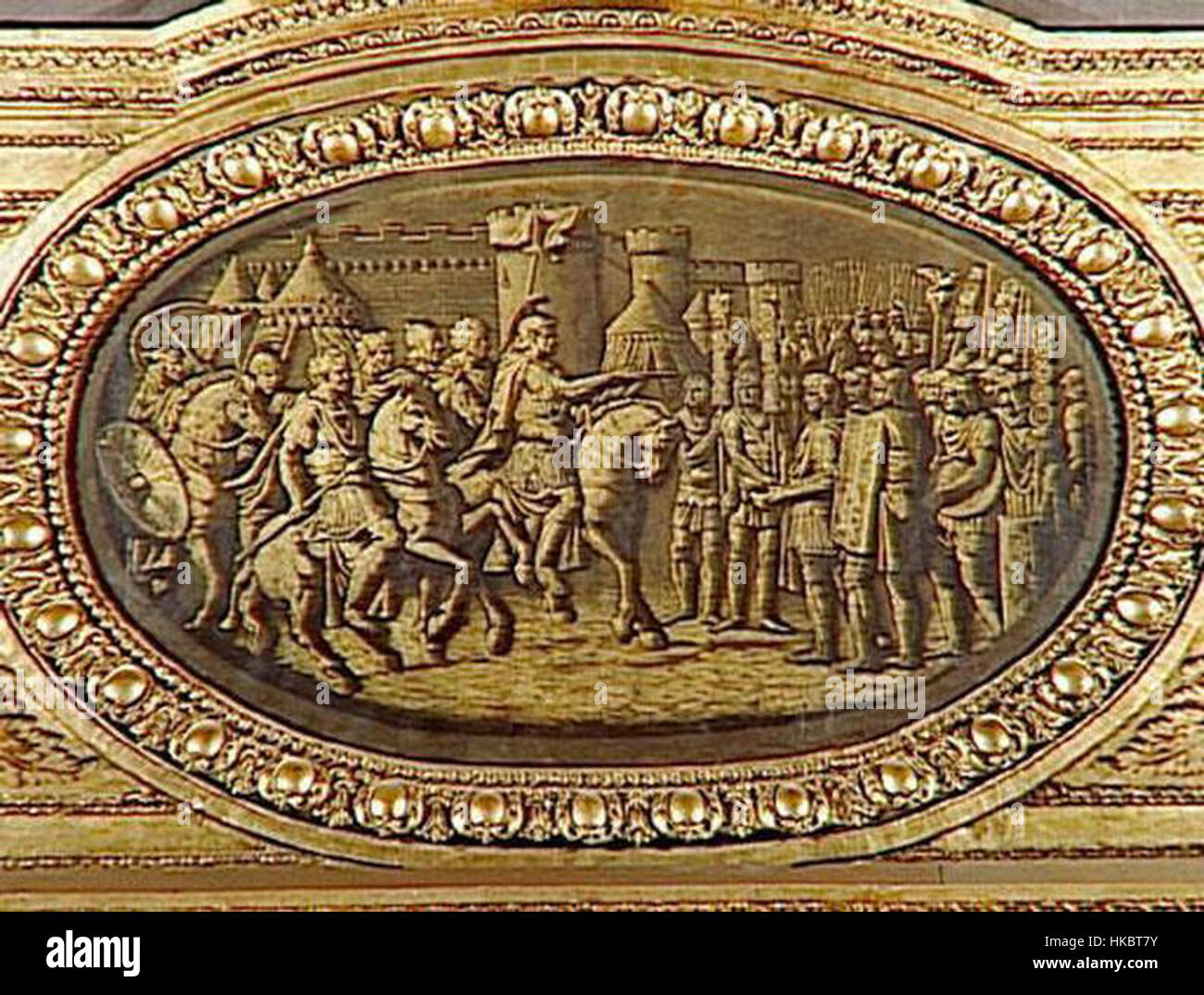 This artwork by CÃ©sar depicts a Roman emperor reviewing his legions ...