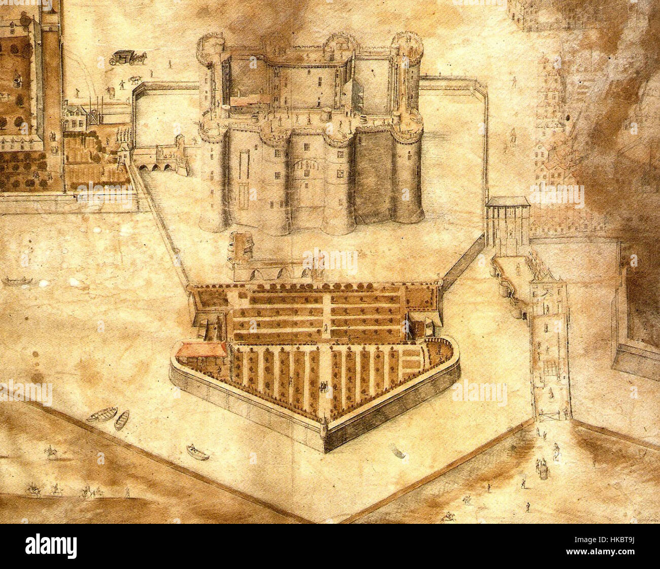 An engraving by Jacques Callot depicting the view of the Bastille ...