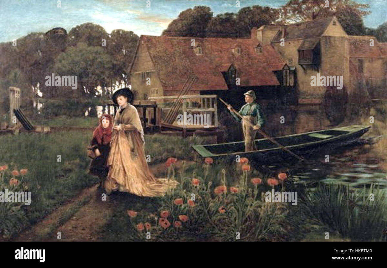 A painting by Charles Napier Hemy, depicting Goring Mill and Weir. This ...