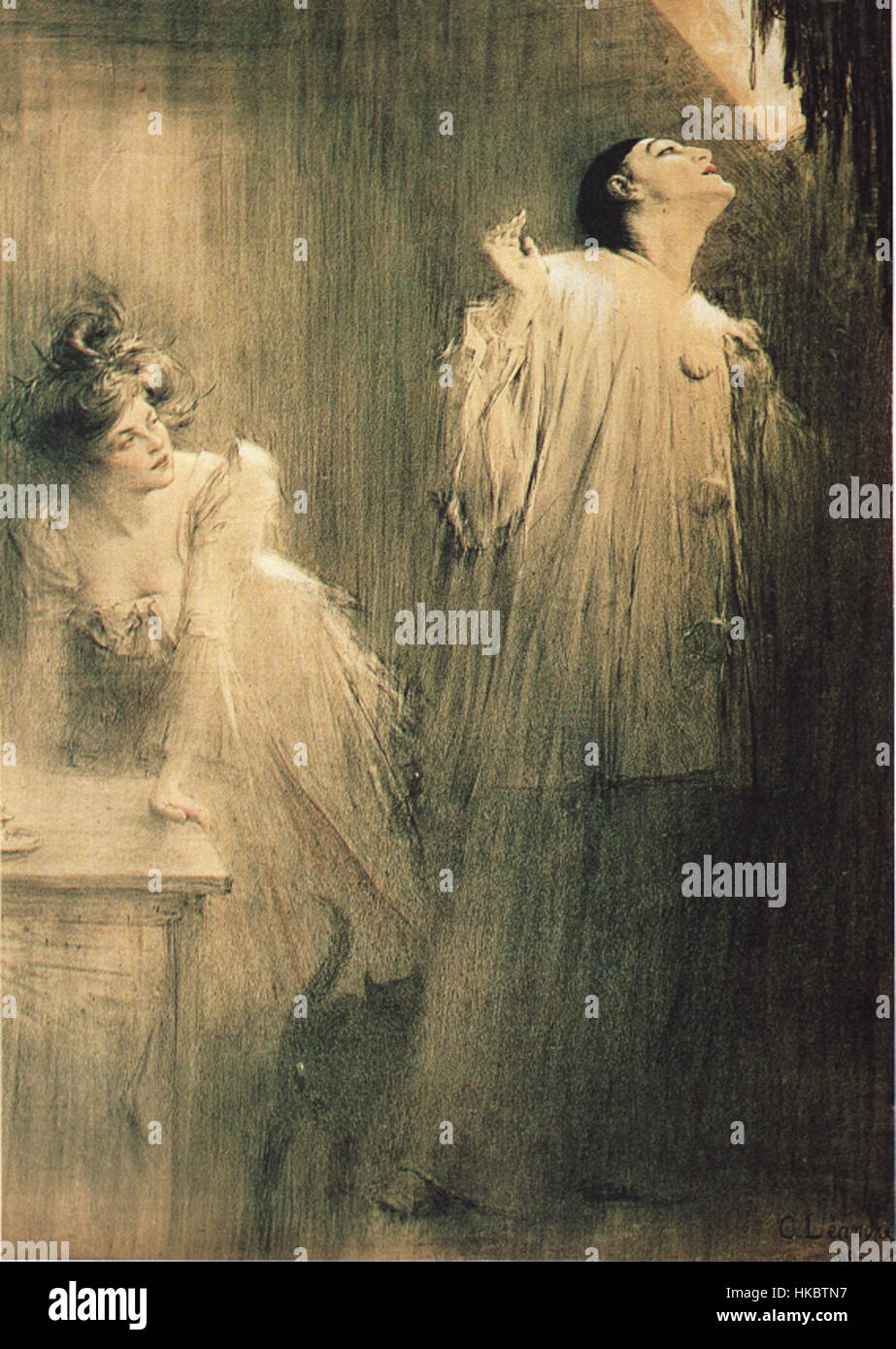 'Pierrot et Colombine' by Ch. Leandre depicts the iconic characters ...