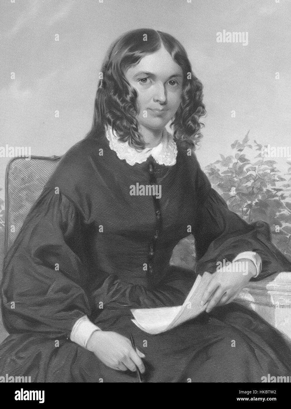 This portrait of Elizabeth Barrett Browning, a prominent Victorian poet ...