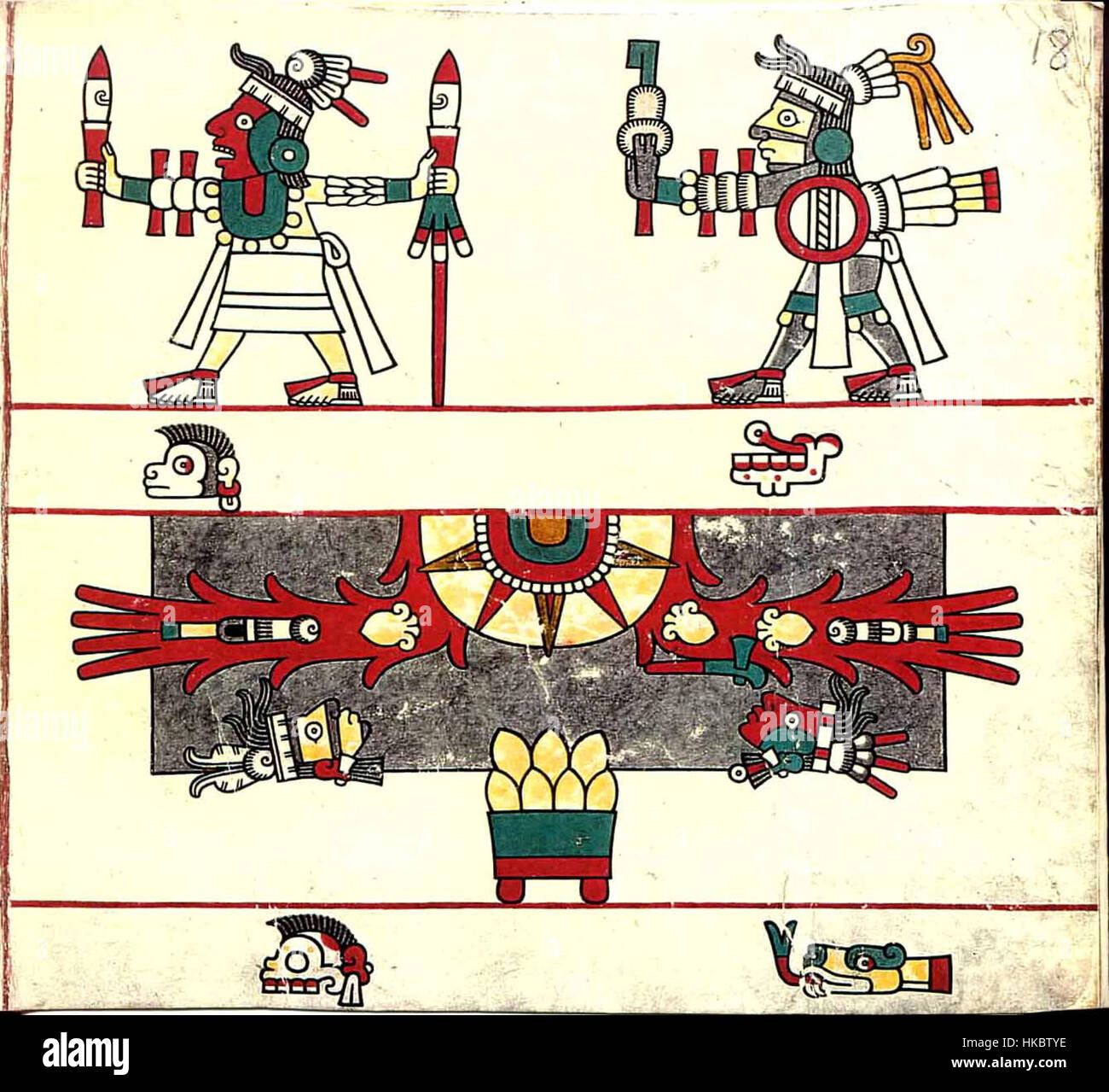 Folio 18 of the Codex Laud presents intricate and colorful depictions ...