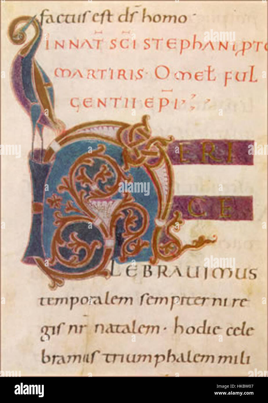 A manuscript page from Cod. Aug. perg. 16, showing intricate medieval ...