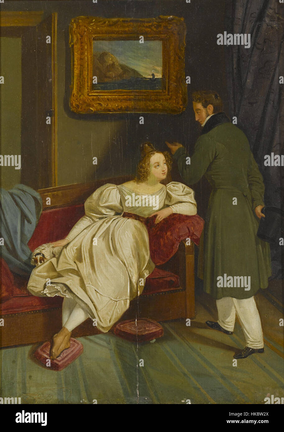 *Interieur mit elegantem Paar* is a refined painting attributed to ...