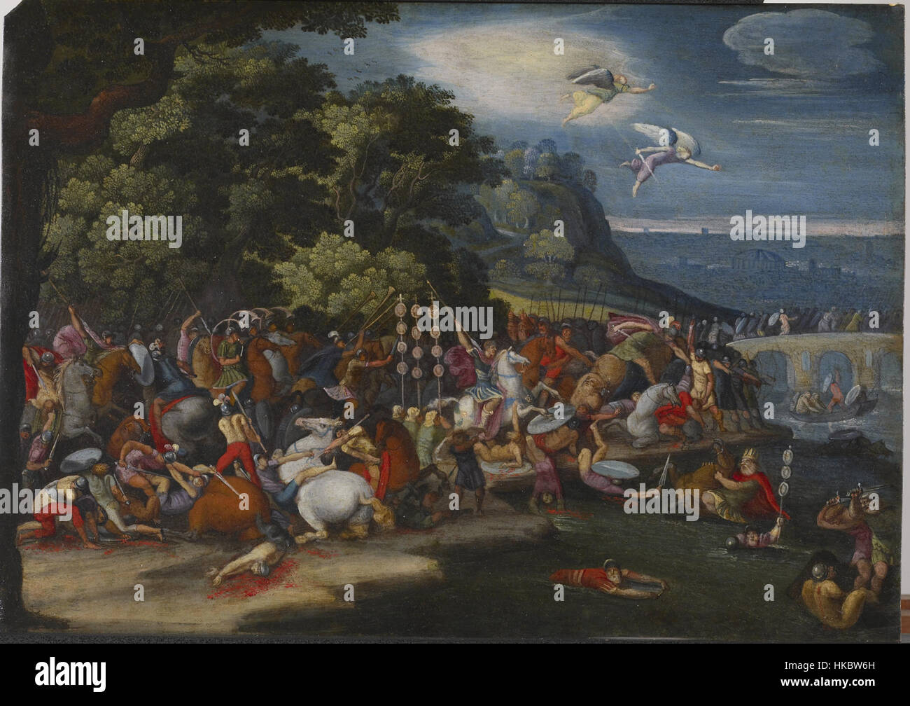 An oil painting depicting Constantine the Great during the Battle of ...