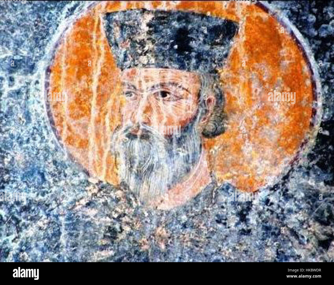 A fresco of David VI Narin, a medieval Georgian king, from the Gelati ...