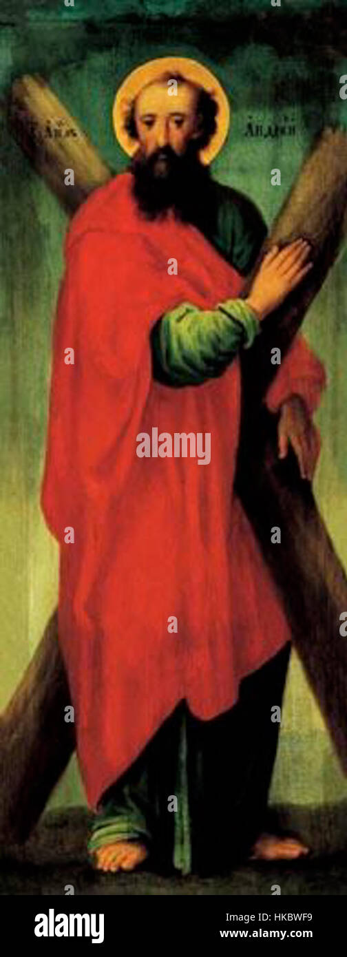 This 18th-century icon, *Apostol Andrej*, from Ukraine's Kiev region ...
