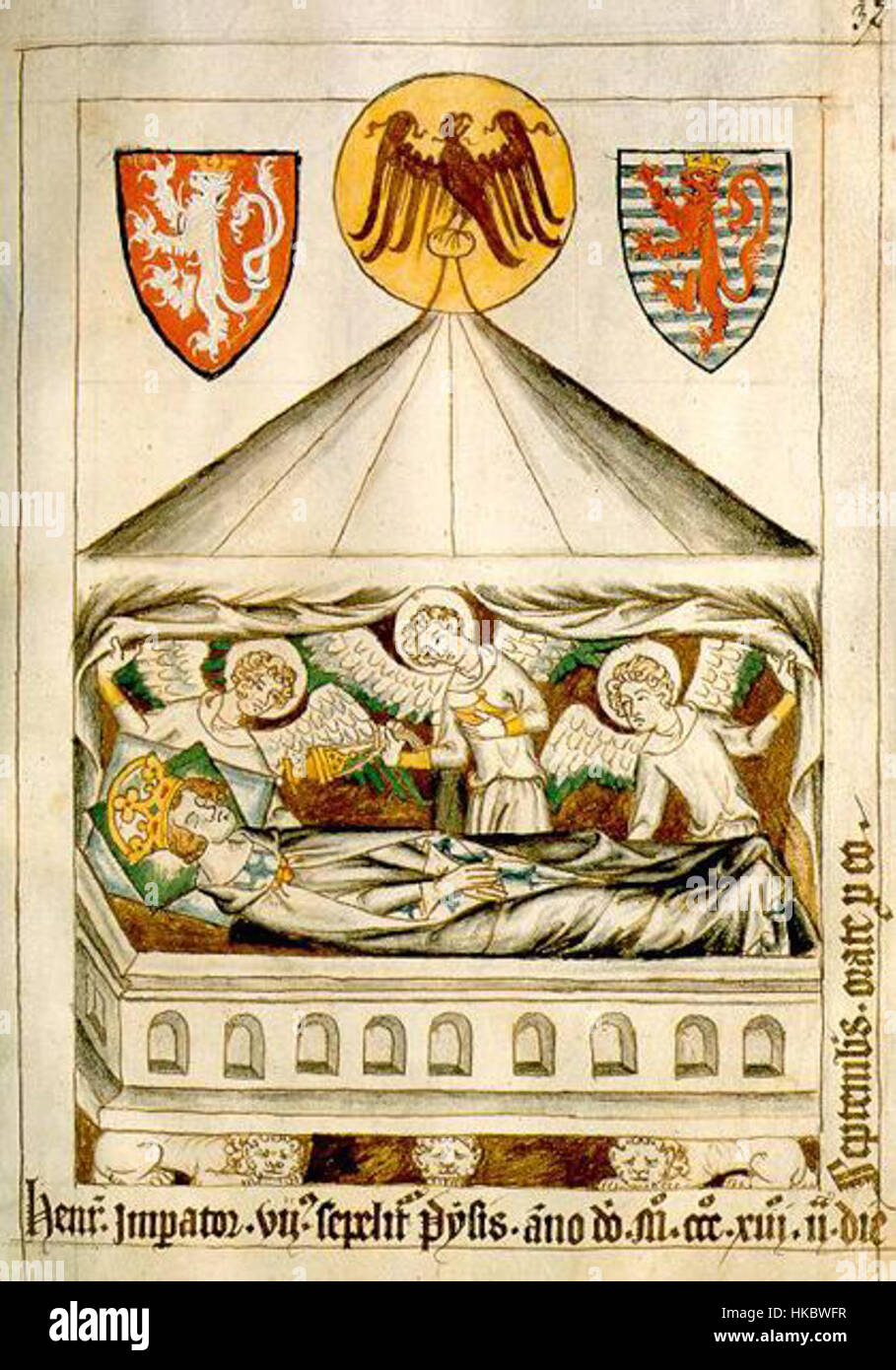 This artwork depicts the death of King Henry VII of England, who ruled ...