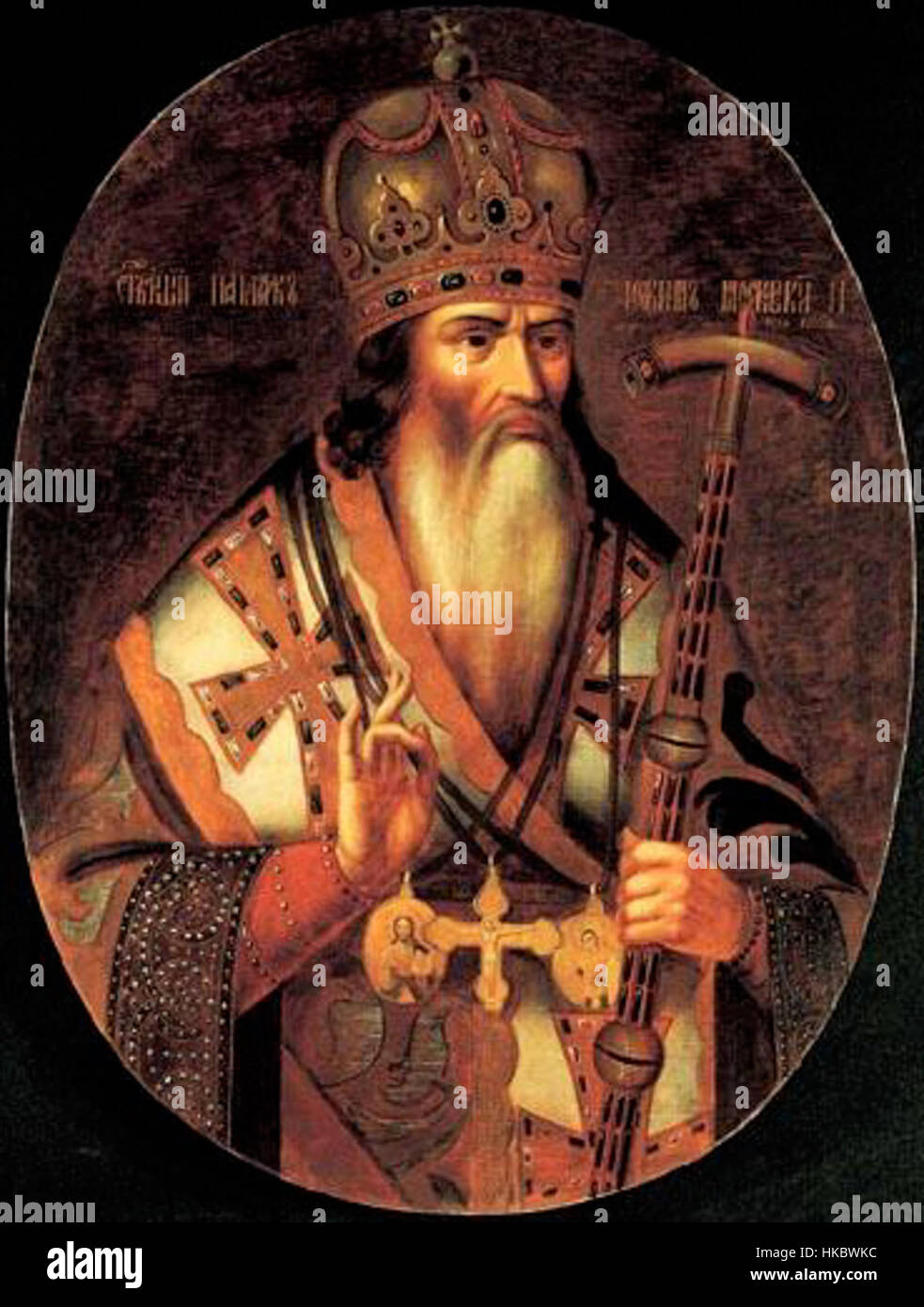 This 17th-century Russian icon portrays Patriarch Ioakim of Moscow ...