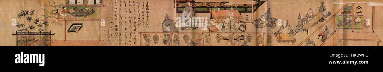 The Dojoji Engi Emaki, an ancient Japanese painted scroll, depicts ...