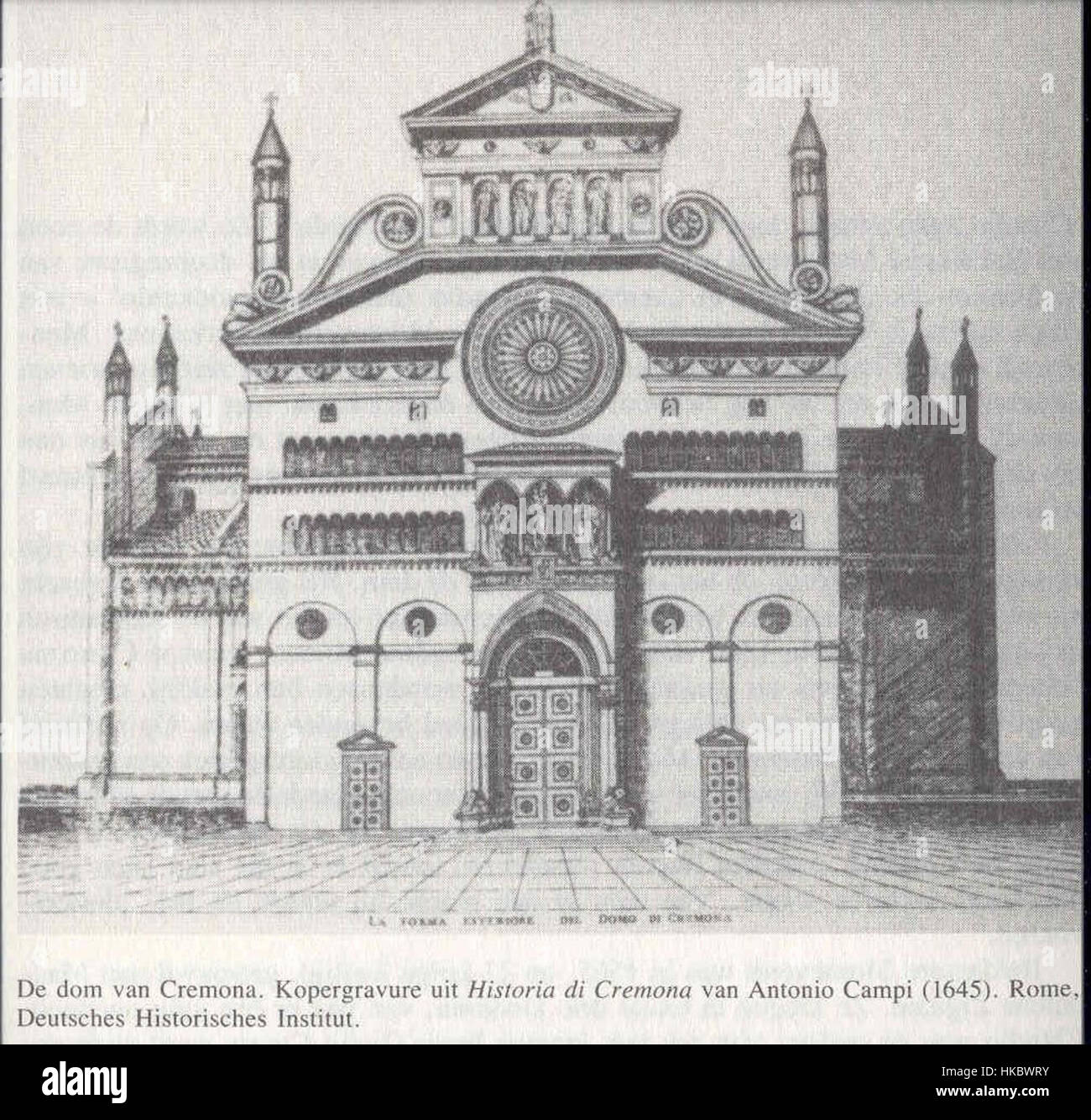 This artwork depicts Dom te Cremona, an iconic structure known for its ...