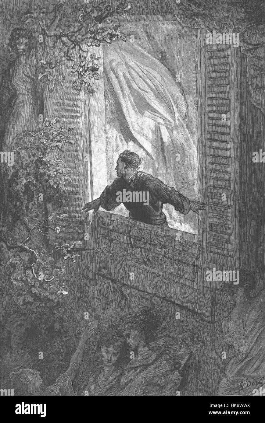 Gustave Doré’s 1884 illustration of 'The Raven' captures the eerie and ...