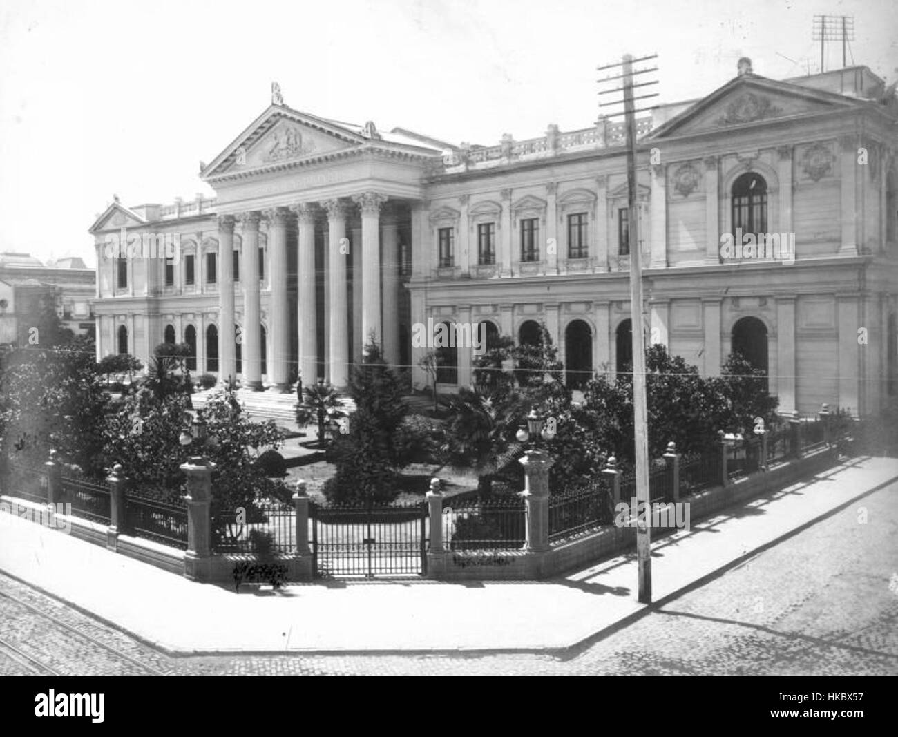 A painting of the Chilean National Congress building in Santiago from ...